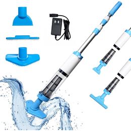 Poolsauger mit Teleskopstange,3 in 1 Pool Staubsauger Laufzeit bis zu 90 Min,Batterie Bodensauger mit Starker Saugleistung,für Spas Kleine Pool
