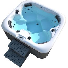 XXL Luxus SPA LED Whirlpool SET 180x160 Farblicht Outdoor Indoor Pool +Treppe+Abdeckung 4-Pers. v2