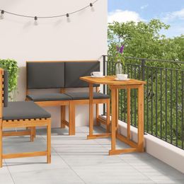 4-teiliges Garten-Esszimmer-Set mit Kissen aus massivem Akazienholz