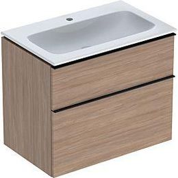 Geberit iCon Waschtisch mit Unterschrank 75 cm 502332JH1 Waschtisch-Set 75x63x48cm, weiß/KeraTect, Korpus Eiche, Griff lava matt