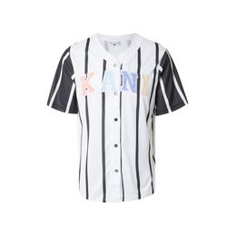 Karl Kani Button Up Shirt 'Serif' male size XXS Light blue / Pastel orange / Black / White