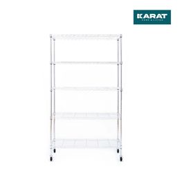 Karat homeliving Gitterregal mit Rollen Maya 5 B&ouml;den F&uuml;r Wohnzimmer, Bad oder Keller 89 x 34 x 150 cm
