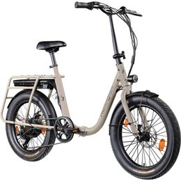 Remington FR 1.0 E Bike 20 Zoll Pedelec Klapprad Damen oder Herren 160-200 cm Elektrofahrrad 250 W 7 Gang beige