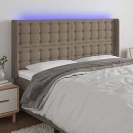 vidaXL LED Kopfteil Taupe 203x16x118/128 cm Stoff