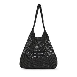 K by KARL LAGERFELD Karl Lagerfeld Shopper - GEH&Auml;KELTE STRANDTASCHE MIT LOGO - Gr. unisize - in Schwarz - f&uuml;r Damen