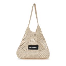 K by KARL LAGERFELD Karl Lagerfeld Shopper - GEH&Auml;KELTE STRANDTASCHE MIT LOGO - Gr. unisize - in Beige - f&uuml;r Damen