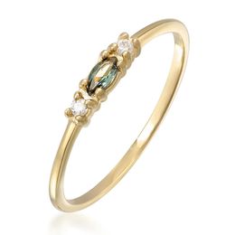 Elli Ring - Ring Vintage Zirkonia Marquise synth. Saphir 375 G - Gr. 58 MM - in Gr&uuml;n - f&uuml;r Damen