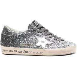Golden Goose Deluxe Brand Golden Goose Low-Top Sneaker - Dames Super-Star Sneaker Metallic - Gr. 35 (EU) - in Silber - f&uuml;r Damen