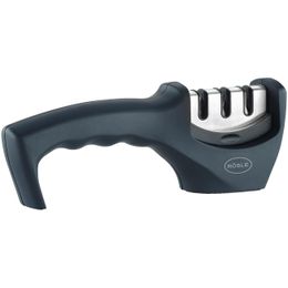 Rösle Messerschärfer RÖSLE, schwarz, B:4,8cm H:7,5cm L:20cm, Kunststoff, Messerschärfer, 3 Stufen, Schleifkopf wechselbar, stabiler Stand, ergonomischer Griff