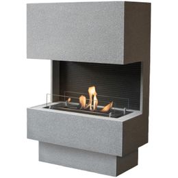 Echtfeuer-Dekokamin Xaralyn "Nuoro", grau, B:76cm H:120cm L:35cm, Materialmix, Dekokamine, mit Bioethanol Brenner