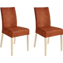 4-Fußstuhl Home Affaire "Umag", braun (luxus, microfaser cognac), B:46,5cm H:94cm T:59,5cm, Holzwerkstoff, Stühle, Sitz und Rücken gepolstert