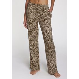 s.Oliver Pyjamahose mehrfarbig Gr. 44/46 f&uuml;r Damen. Mit Allover-Druck. Weit. Nachhaltig.