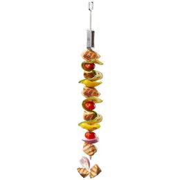 Grillspieß Gefu "BBQ", silber, B:1,8cm H:2cm L:45,2cm, Edelstahl, Spieße, extra Lang, Abstreifer