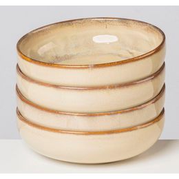 Müslischale GIPFELSTÜCK "Nebelwald", beige, Ø:16cm, Steinzeug, Schüsseln, Scandi-Style, glänzende Reaktivglasur, jedes Stück ein Unikat