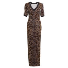 adidas originals Kleid 'Leopard V-Neck Maxi' Damen Gr&ouml;&szlig;e 42/44 braun / dunkelgrau / schwarz / wei&szlig; Winterkleid