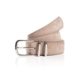 Synthetikg&uuml;rtel Tom Tailor "TTMILLIE", Damen, Gr. 100, grau (taupe), Materialmix, G&uuml;rtel, Veloursleder mit Ziern&auml;hten &ndash; 3,5 cm breit