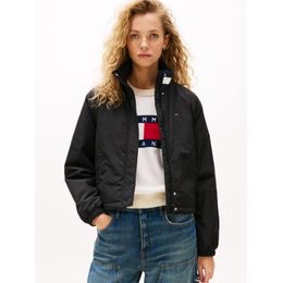 Blouson Tommy Jeans "TJW ESSENTIAL PADDED FLAG JACKET", Damen, Gr. XS (34), schwarz, Web, Obermaterial: 100% Polyamid, unifarben mit Farbeinsatz, elastischer Bund, Jacken Blouson