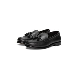 Slipper Tommy Hilfiger "HILFIGER TASSEL LTH LOAFER", Herren, Gr. 45, schwarz, Leder, unifarben, Schuhe, Blockabsatz, Mokassin, Businessschuh mit modischer Quasten