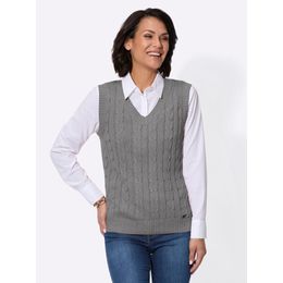Pullunder Casual Looks "Pullunder", Damen, Gr. 52, schwarz-wei&szlig; (anthrazit, ecru, meliert), 55% Baumwolle, 45% Viskose, meliert, Pullover Pullunder