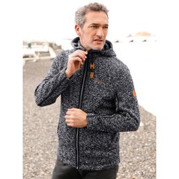 Strickfleecejacke Marco Donati, Herren, Gr. 44/46, schwarz (schwarz, meliert), 100% Polyester, meliert, Jacken