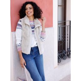 Fellimitatweste Inspirationen, Damen, Gr. 44, grau (hellgrau), 100% Polyester, unifarben, Westen