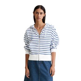 Marc O'Polo Sweatjacke MARC O'POLO DENIM "aus reinem Organic Cotton", Damen, Gr. L, blau (medium blau), Obermaterial: 100% Baumwolle; Füllung: 100% Nicht verfügbar; Futter: 100% Nicht verfügbar, relaxed fit, Bündchen, Sweatjacken