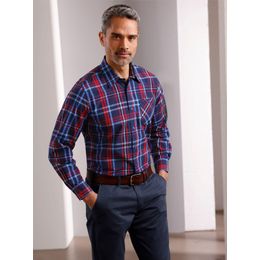 Langarmhemd CLASSIC, Herren, Gr. 47/48, Normalgr&ouml;&szlig;en, bunt (marine, rot, kariert), 50% Baumwolle, 50% Polyester, gemustert, kariert, mehrfarbig, gerade, Hemden