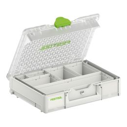 FESTOOL SYS3 ORG M 89 6xESB Systainer&sup3; Organizer mit transparentem Deckel und variabler Einteilung f&uuml;r die Aufbewahrung von Kleinteilen und Zubeh&ouml;r, inkl. sechs Einsteckschalen, 204854)