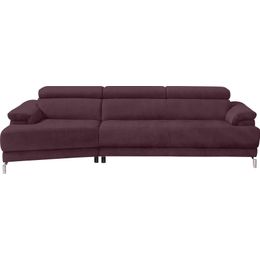 Ecksofa Egoitaliano "Soul, extravagantes Designsofa, Megasofa, super bequem, tolle Details", lila (plum), B:246cm H:99cm T:140cm, Sofas, Ecksofa, mit Trapez-Abschlu&szlig;element, inkl verstellbarer Kopfteile