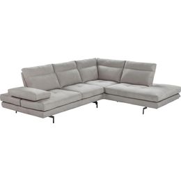 Ecksofa Calia italia "Toby Wing, L-Form, Designsofa mit sensationellem Sitzkomfort", beige (ecr&ugrave; mario), B:288cm H:90cm T:232cm, Mikrofaser mit Nubuk Optik (100% Polyester), Sofas, Ecksofa, Sitztiefenverstellung, funktionale Ecke, F&uuml;&szlig;e in schwarz matt