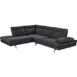 Ecksofa Calia italia "Toby Wing, L-Form, Designsofa mit sensationellem Sitzkomfort", schwarz (nero quebec), B:288cm H:90cm T:232cm, Synthetische Faser (100% Polyester), Sofas, Ecksofa, Sitztiefenverstellung, funktionale Ecke, F&uuml;&szlig;e in schwarz matt