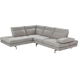 Ecksofa Calia italia "Toby Wing, L-Form, Designsofa mit sensationellem Sitzkomfort", beige (ecr&ugrave; mario), B:288cm H:90cm T:232cm, Mikrofaser mit Nubuk Optik (100% Polyester), Sofas, Ecksofa, Sitztiefenverstellung, funktionale Ecke, F&uuml;&szlig;e in schwarz matt