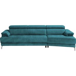 Ecksofa Egoitaliano "Soul, extravagantes Designsofa, Megasofa, super bequem, tolle Details", blau (teal), B:246cm H:99cm T:140cm, Sofas, Ecksofa, mit Trapez-Abschlu&szlig;element, inkl verstellbarer Kopfteile