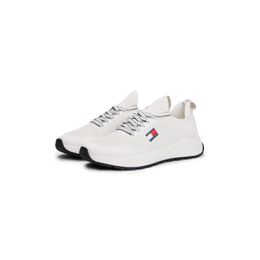 Slip-On Sneaker Tommy Jeans "TJM RUNNER KNITTED", Herren, Gr. 41, beige (ecru), Textil, kontrastfarbene Details, unifarben, Sportlich, Schuhe, Slipper, Freizeitschuh, Schlupfschuh mit sockenähnlichem Einstieg