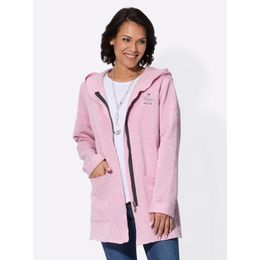 Strickfleecejacke CASUAL LOOKS, Damen, Gr. 42, rosa (rosé, meliert), 100% Polyester, meliert, Jacken