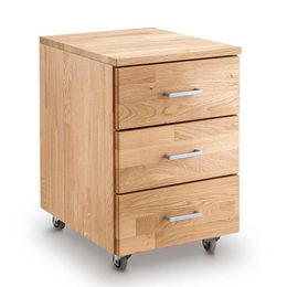 Pharao24.de Rollcontainer Wildeiche geölt mit drei Schubladen 60 cm hoch