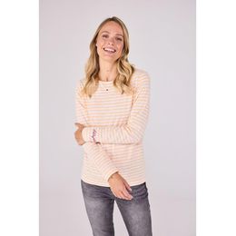 LIEBLINGSST&Uuml;CK LIEBLINGSST&Uuml;CK Longsleeve "Cyana" in Orange/ Wei&szlig; - 68% | Gr&ouml;&szlig;e S | Damen-tops