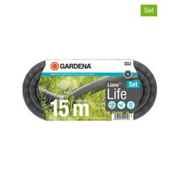 Gardena 6tlg. Textilschlauch-Set "Liano" in Grau - (L)15 m - 10% | Gartendekoration