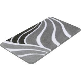 Badematte Kleine Wolke "Flame", grau (anthrazit), H:15mm, Polyacryl, Badematten, Badteppich, modernes Wellen Design