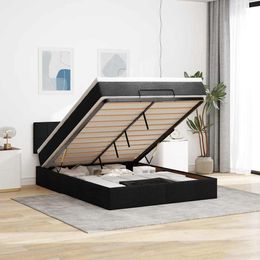 vidaXL Ottomane Bett mit Matratze & LEDs Schwarz 140x190 cm Stoff