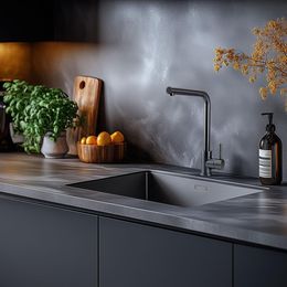 Pure.Sink Prestige Kombinationsset Gun Metal Spüle 50x40 cm mit Gun Metal Küchenarmatur 1208970763