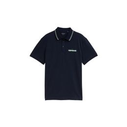 Tom Tailor Herren Piqu&eacute; Poloshirt mit print, blau, Uni, Gr. M
