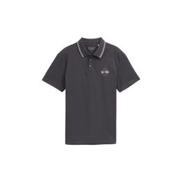 Tom Tailor Herren Piqu&eacute; Poloshirt mit print, schwarz, Uni, Gr. XL