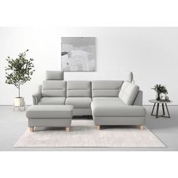 Sit & More Ecksofa SIT & MORE, B:251cm H:90cm T:187cm, silber, Wohnzimmer, Sofas, "Farö L-Form", inklusive Federkern, wahlweise mit Bettfunktion und Bettkasten