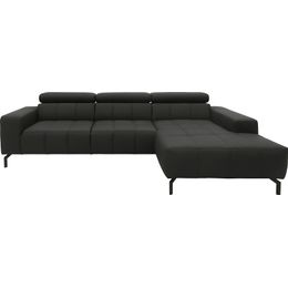Ecksofa DOMO collection, B:292cm H:79cm T:175cm, schwarz, Echtleder, Wohnzimmer, Sofas, "Cunelli tolle Sitznähte als Designelement, fester