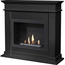 Echtfeuer-Dekokamin Xaralyn, B:98cm H:94cm L:34cm, schwarz, Mitteldichte Faserplatte (MDF), Dekokamine, "Elda", mit Bioethanol Brenner