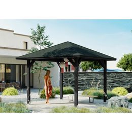 Skan Holz Pavillon SKANHOLZ, grau, Garten, Pavillons, "Cannes 1", 4-Eck, BxT: 374x374 cm
