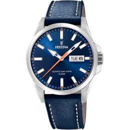 Festina Kinder Quarzuhr, blau, Armbanduhren, Armbanduhr, Herrenuhr, Damenuhr, Lederarmband, Datum