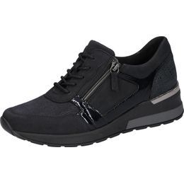 Waldl&auml;ufer WALDL&Auml;UFER Damen Keilsneaker "H-CLARA-Soft", Gr. 7, blau, Lackleder, Nubukleder, Textil, Schuhe, Freizeitschuh, Halbschuh, Schn&uuml;rschuh mit