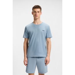 BOSS Herren T-Shirt "Mix&Match T-Shirt R", Gr. L, blau, Single Jersey, Obermaterial: 95% Baumwolle, 5% Elasthan, Shirts, mit Logostickerei